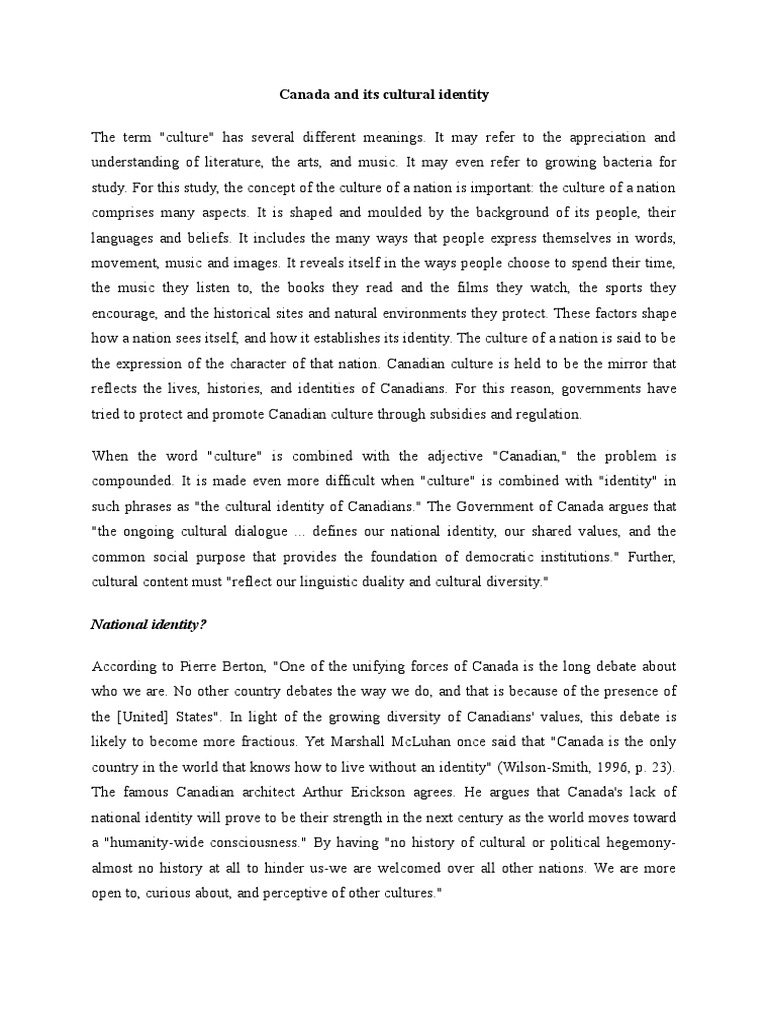 Canada and Its Cultural Identity | PDF | Canada | Nation