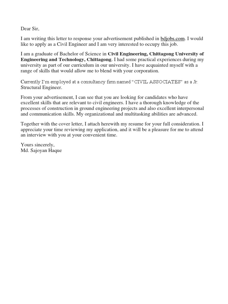 Civil Engineer Job Application | PDF