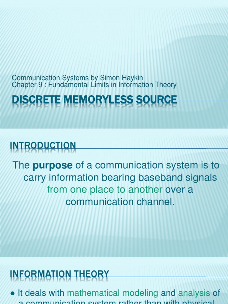 Discrete Memoryless Source Final | PDF | Channel (Communications) | Bit