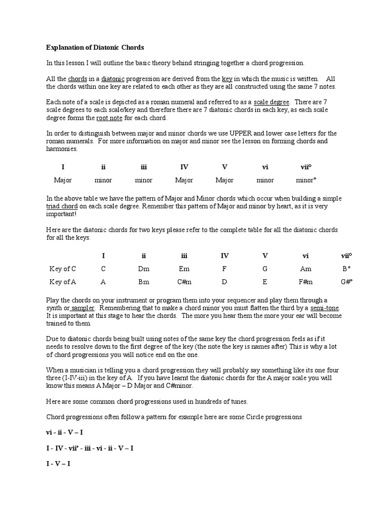 List of All The Diatonic Chords For Each Scale | PDF | Chord (Music ...