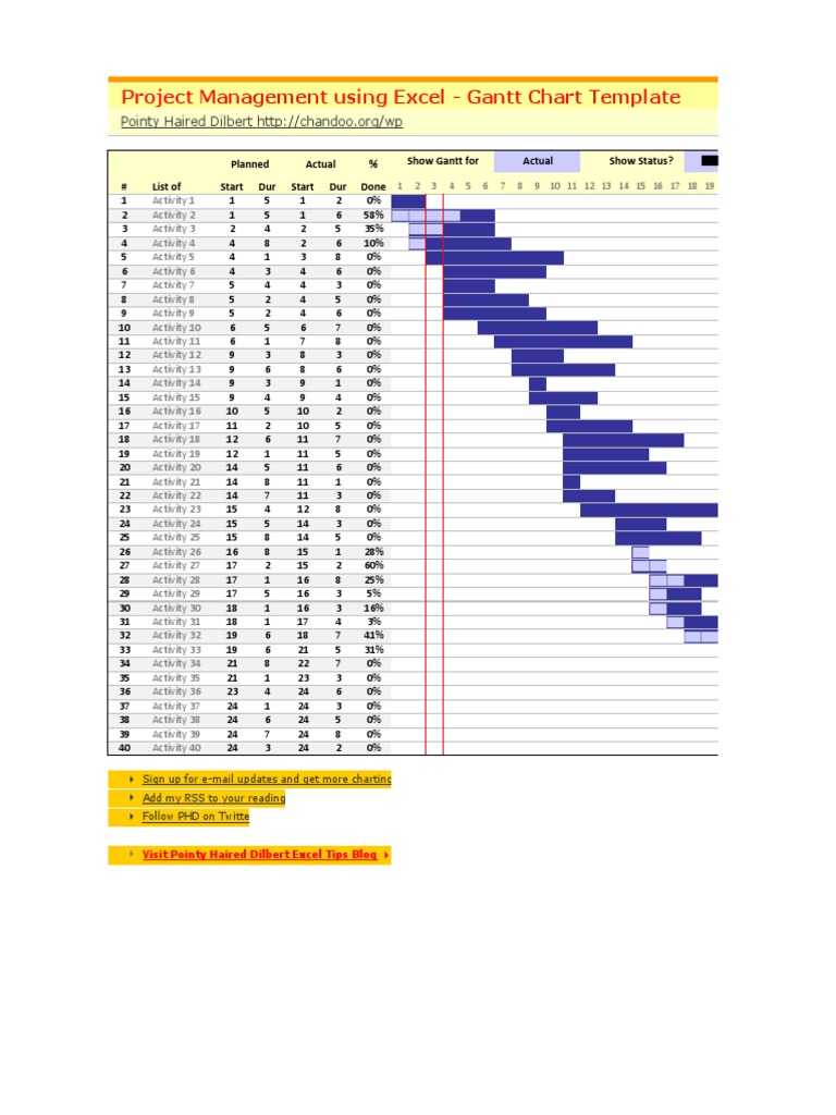 Project Management Using Excel - Gantt Chart Template | PDF