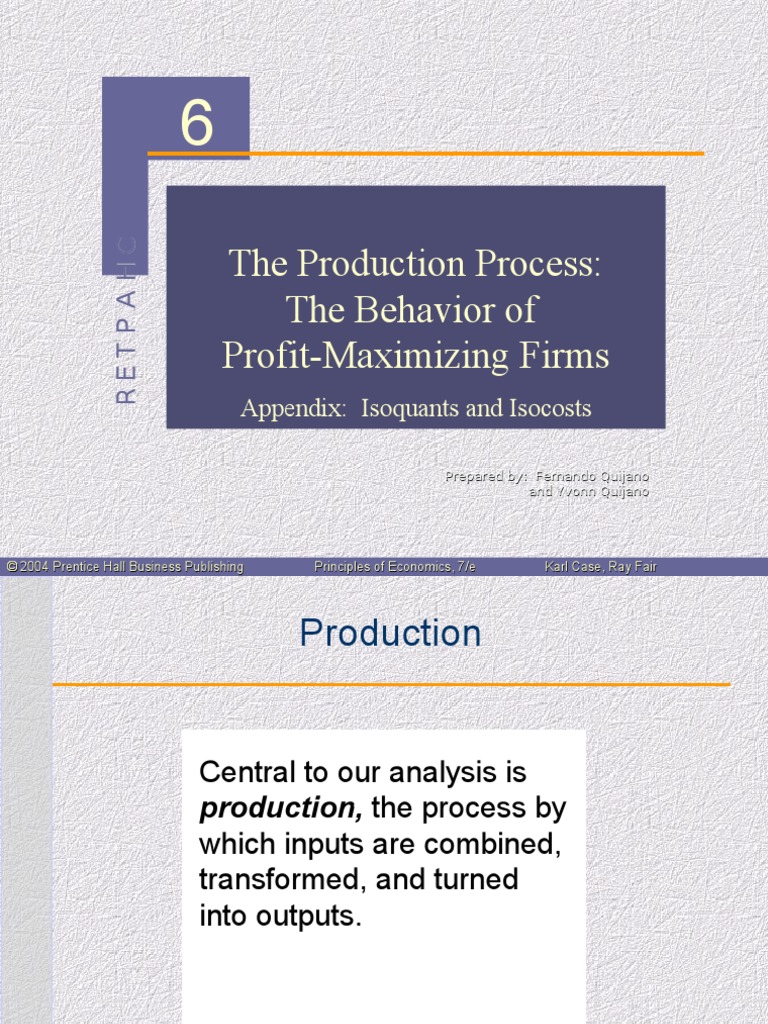 The Production Process: The Behavior of Profit-Maximizing Firms ...