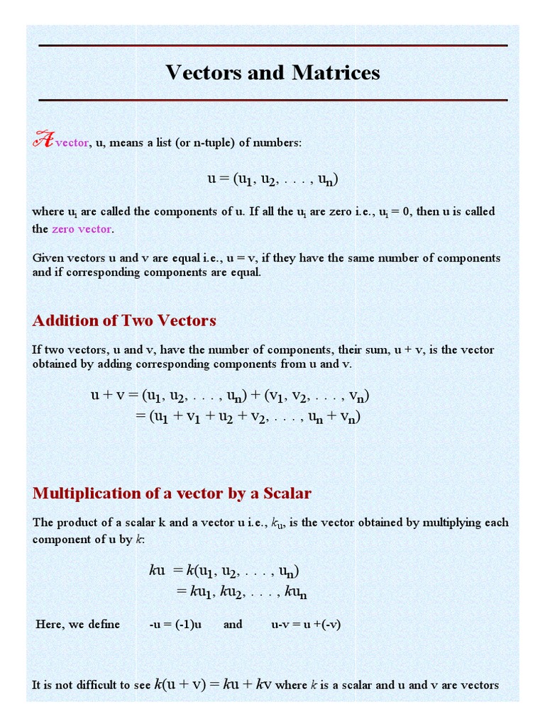 Vectors and Matrices | PDF | Determinant | Matrix (Mathematics)