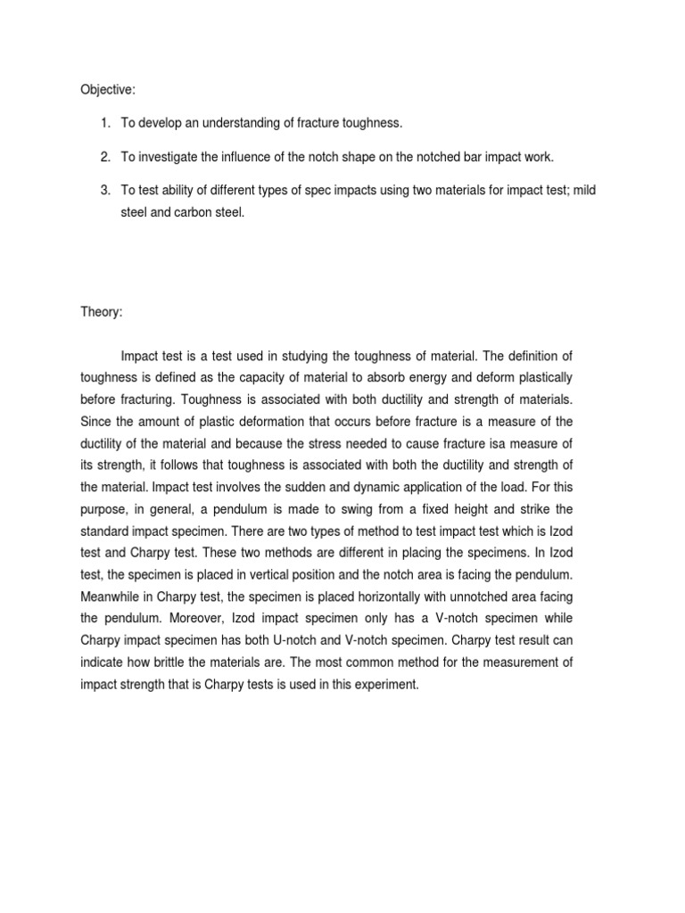 Impact Test Lab Report | PDF | Fracture | Ductility