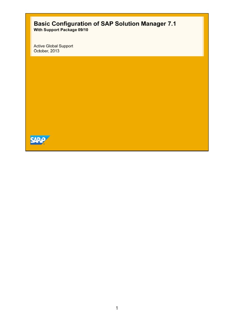 Guided Procedure For Configuration of SAP Solution Manager - SOLMAN ...