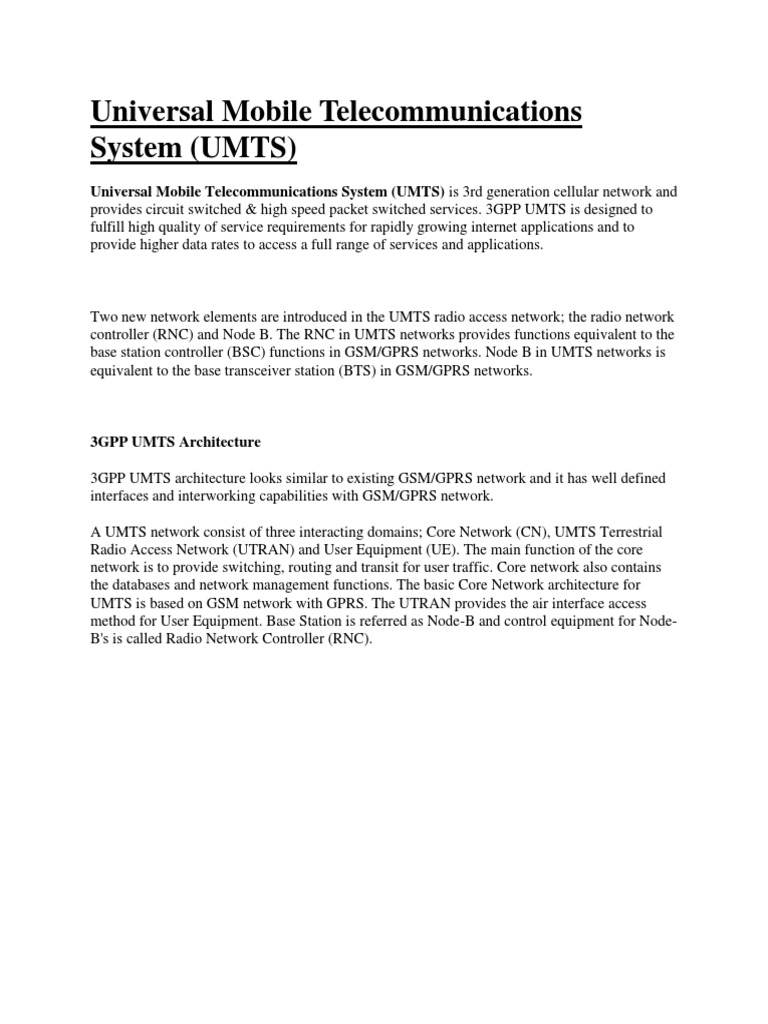 Universal Mobile Telecommunications System | PDF | Mobile Technology ...