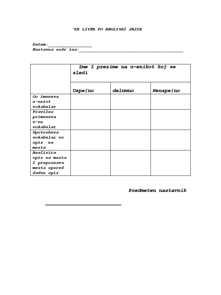 Ek Lista Po Angliski Jazi1k Za Mesta | PDF