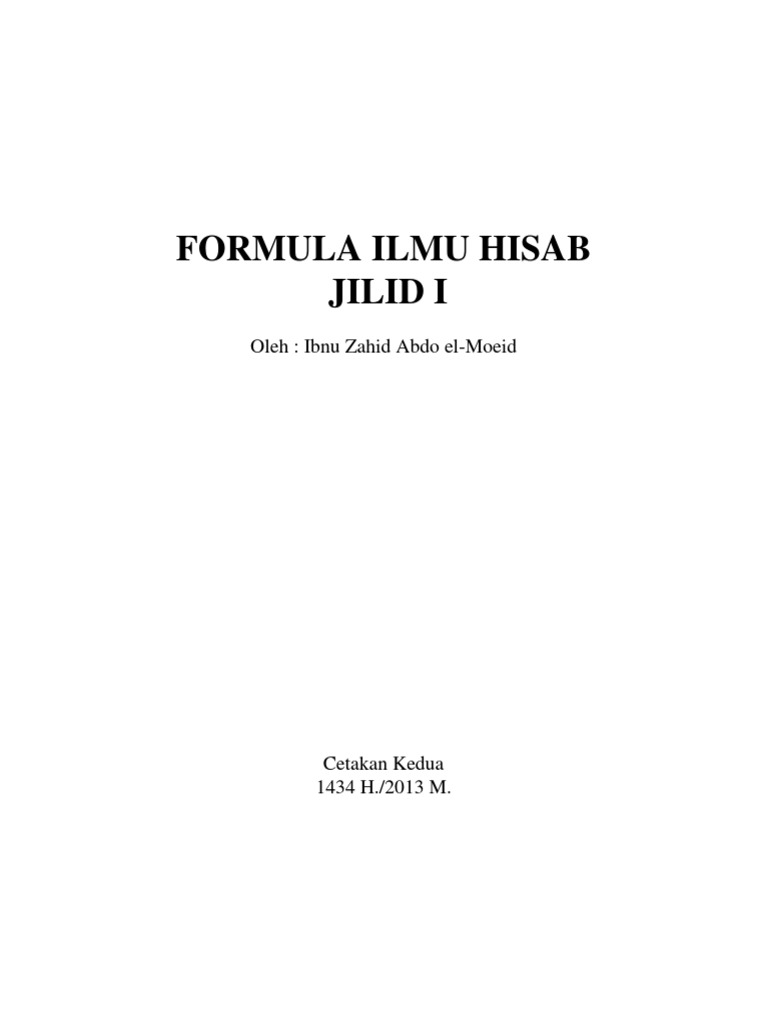 Formula Ilmu Hisab Jilid I Final | PDF