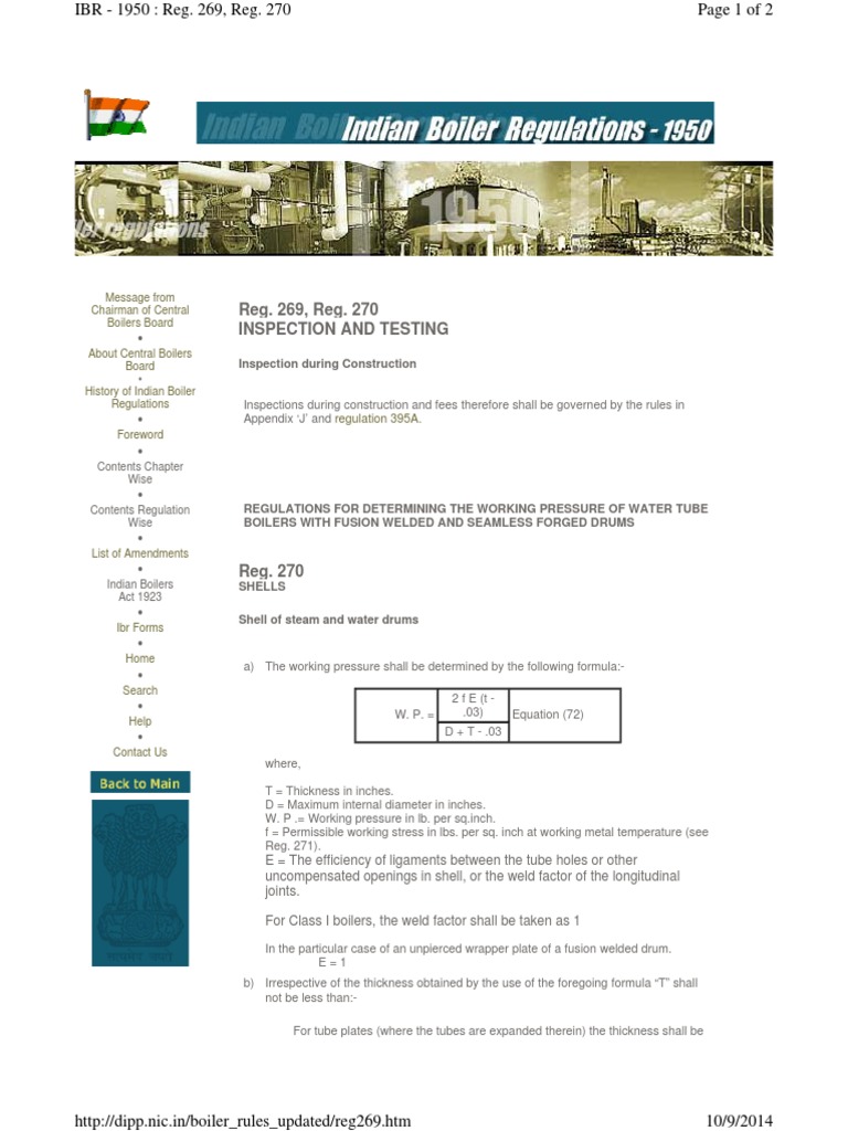 IBR Calculation Formula Steam Drum | PDF | Boiler | Welding