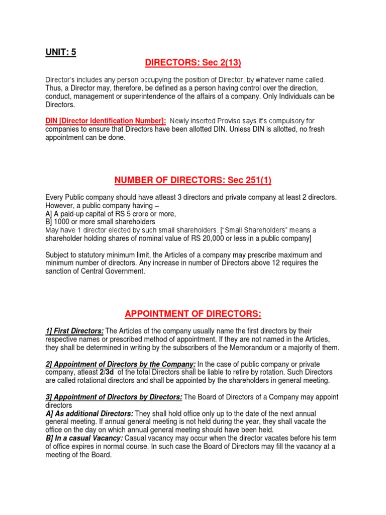 Director Responsibilities and Regulations | PDF