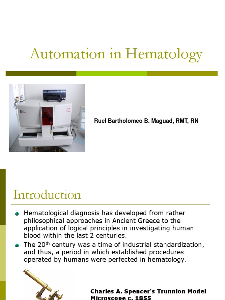 Automation in Hematology | PDF | Flow Cytometry | Cytometry