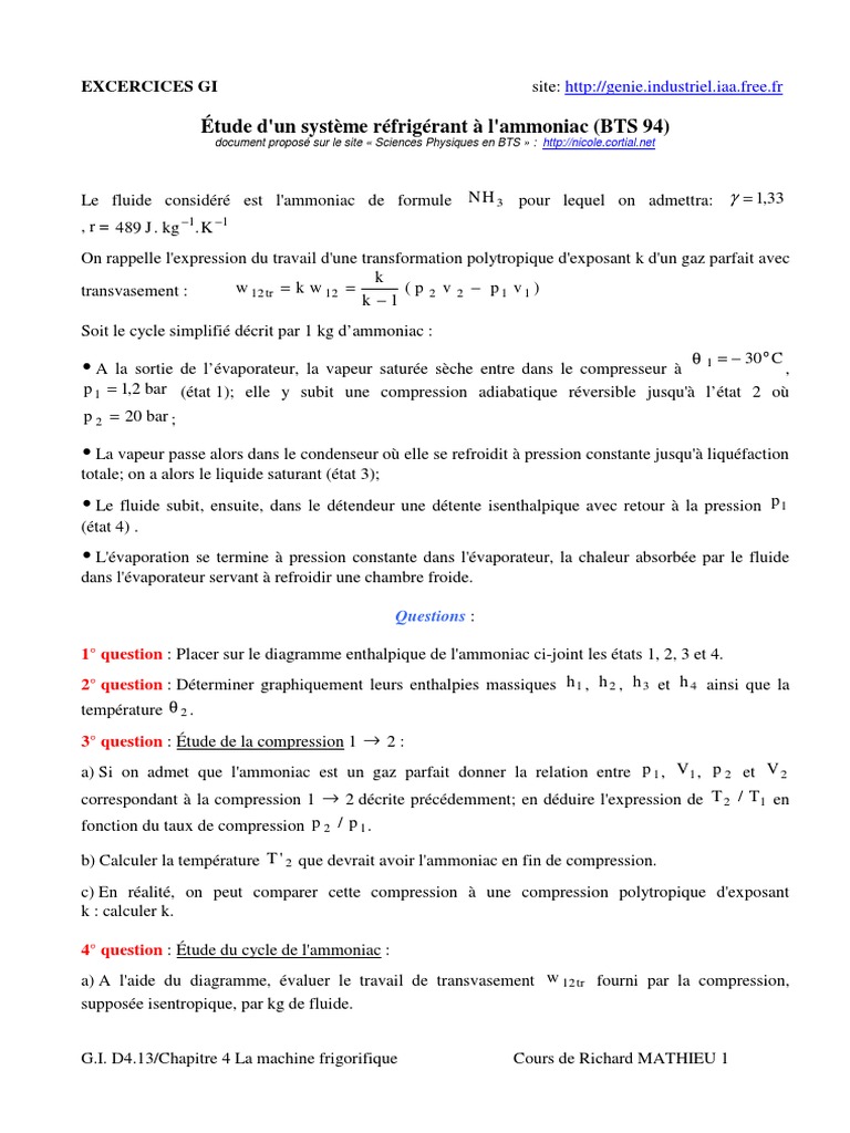 Compression Polytropique de l'Ammoniac | PDF | Physique appliquée et ...