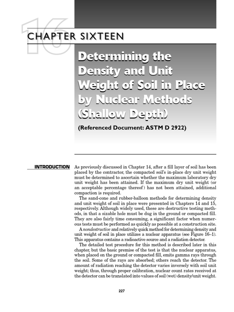 Determining The Density and Unit Weight of Soil in Place by Nuclear ...