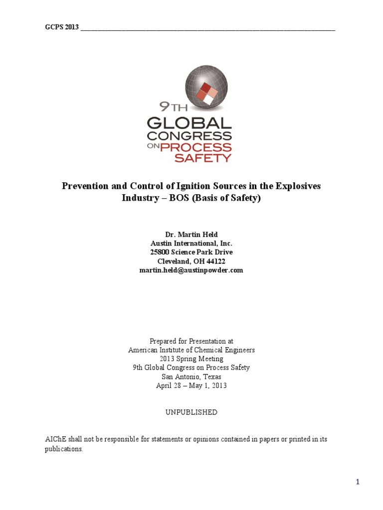 Prevention and Control of Ignition Sources in The Explosives Industry ...