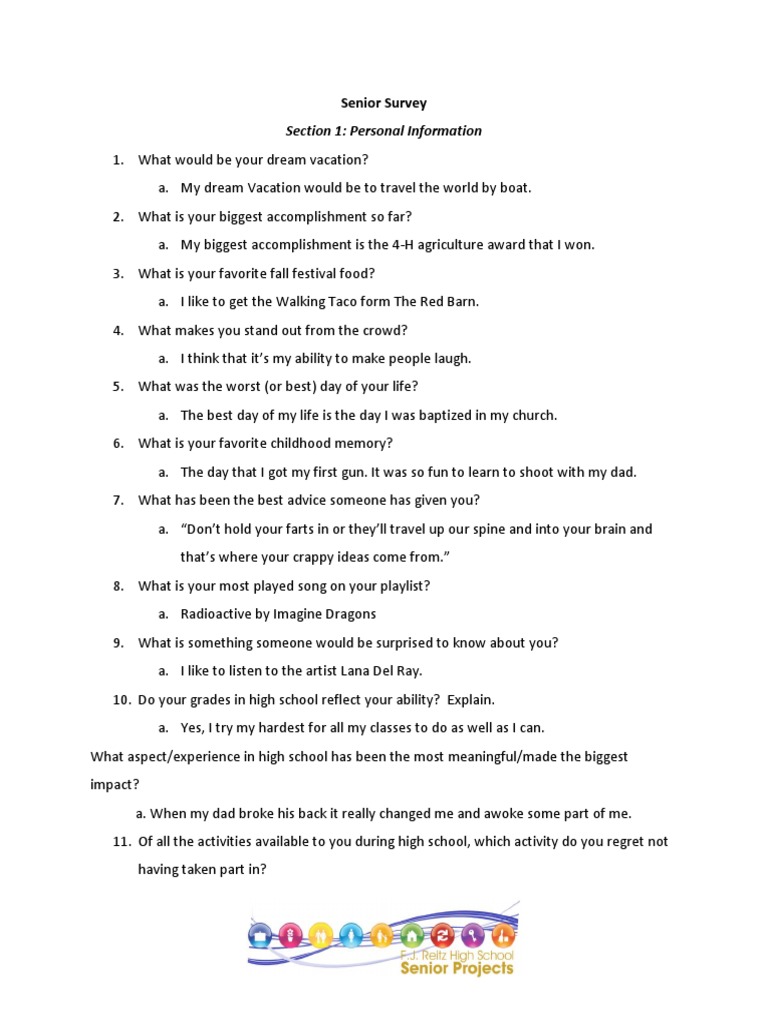 Senior Survey Insights and Reflections | PDF | Sports & Recreation