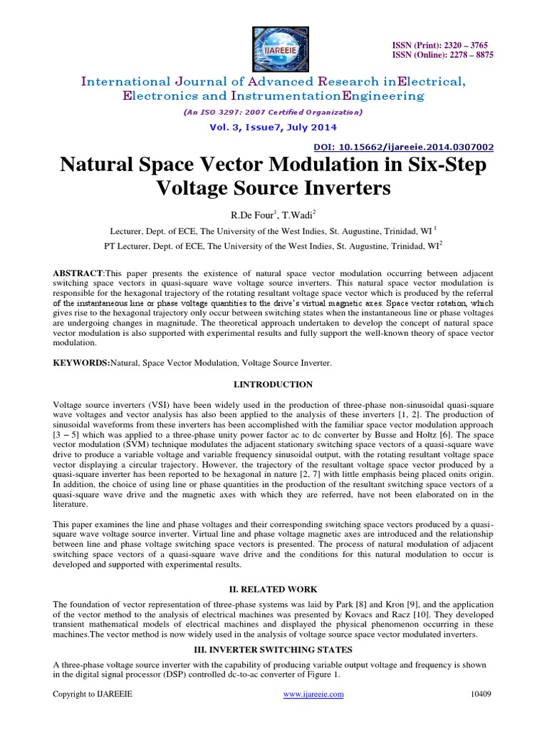 Natural Space Vector Modulation in Six-Step Voltage Source Inverters ...
