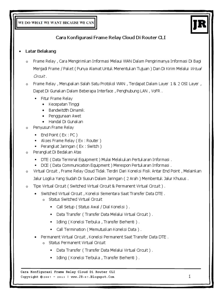 Cara Konfigurasi Frame Relay Cloud Di Router Cli2 | PDF