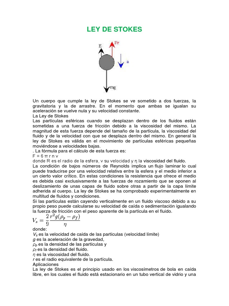 Ley de Stokes | PDF | Dinámica (Mecánica) | Física