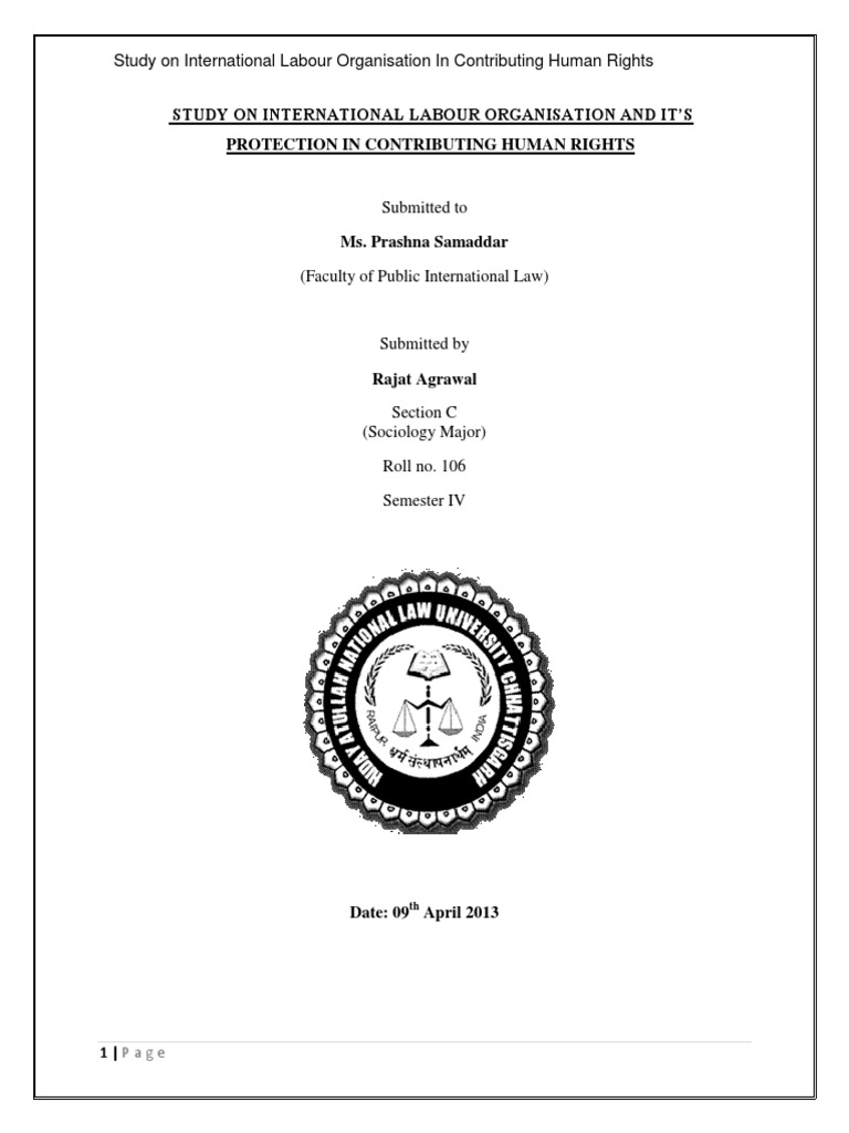 Study On International Labour Organisation And It S Protection In