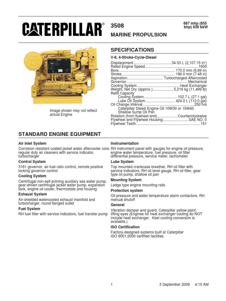 Cat 3508 | PDF | Motor Oil | Horsepower
