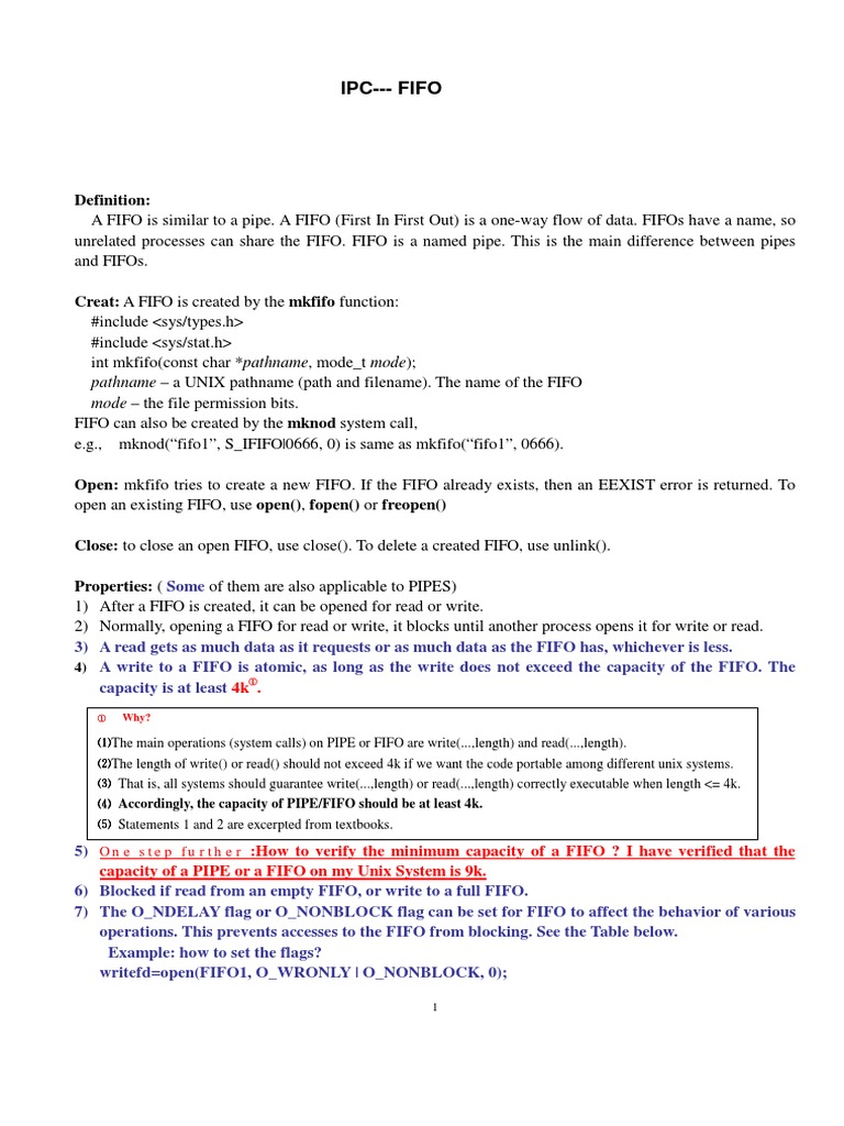 Ipc - Fifo: Pathname - A UNIX Pathname (Path and Filename) - The Name ...