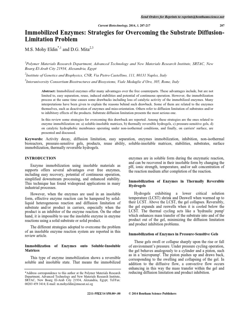 Enzyme Immobilization PDF | PDF | Enzyme | Solubility