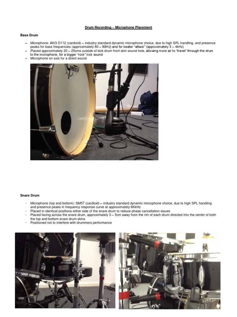 Drum Microphone Placement Guide | PDF