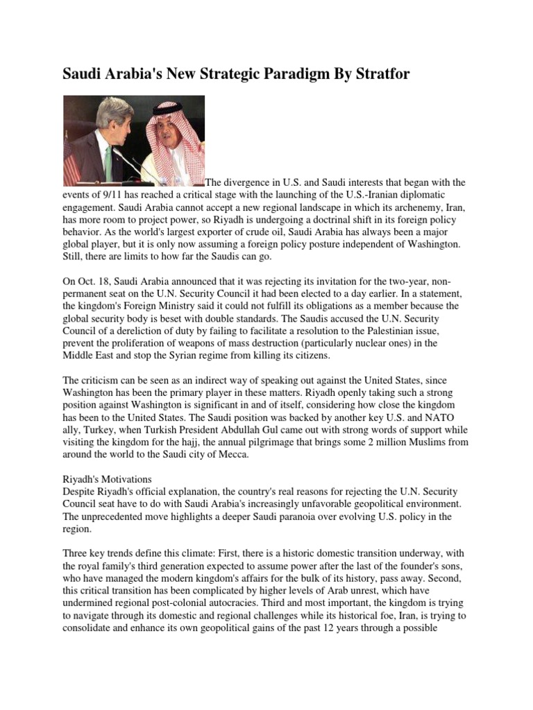 Saudi Arabia's New Strategic Paradigm by Stratfor | PDF | Saudi Arabia ...