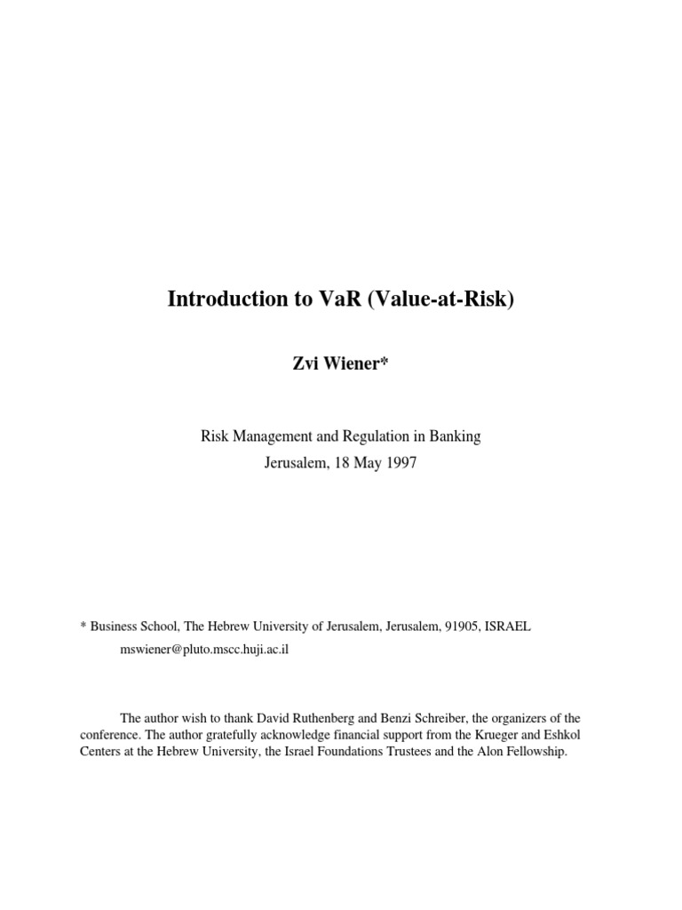 Introduction To Var Pdf Greeks Finance Value At Risk