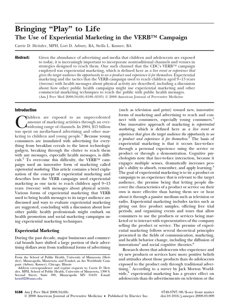 VERB Campaign | PDF | Target Audience | Advertising