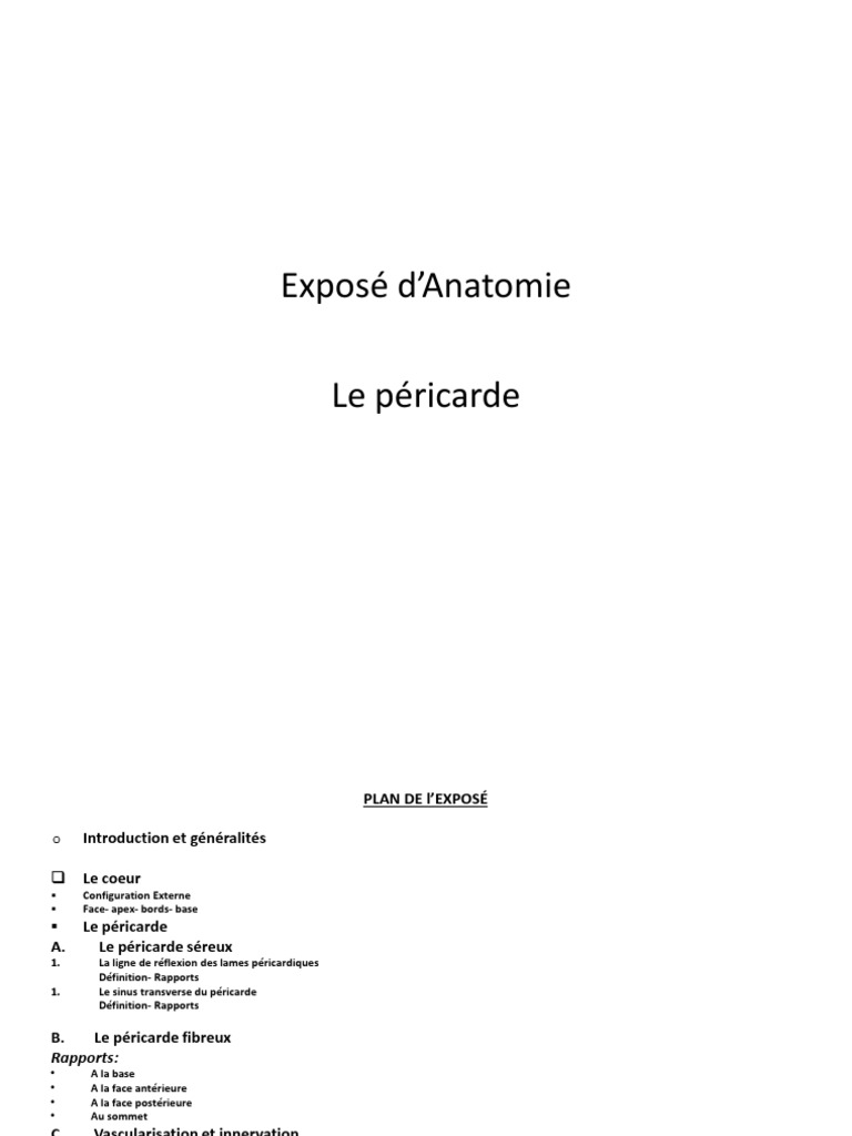 Structure et Fonction du Péricarde | PDF | Cœur | Anatomie humaine