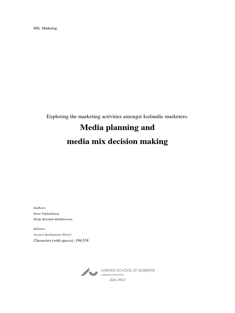 Master Thesis Wo Appendix PDF | PDF | Marketing Communications | Target ...