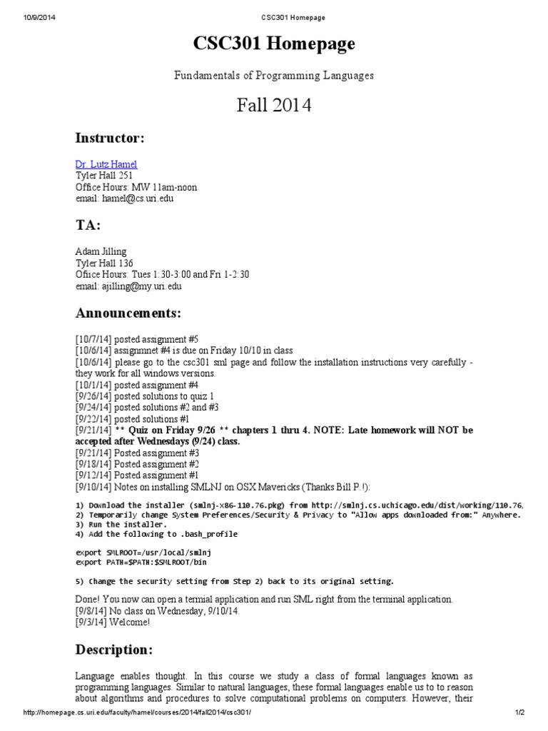 CSC301 Homepage | PDF
