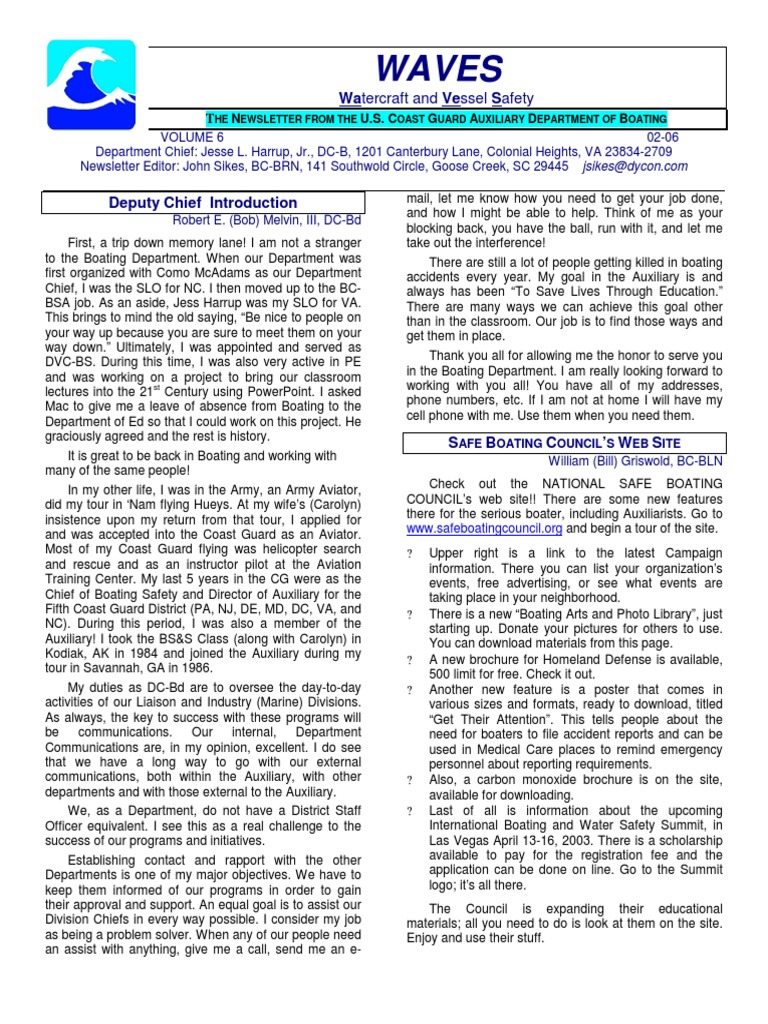 Waves: Watercraft and Vessel Safety | PDF | United States Coast Guard ...