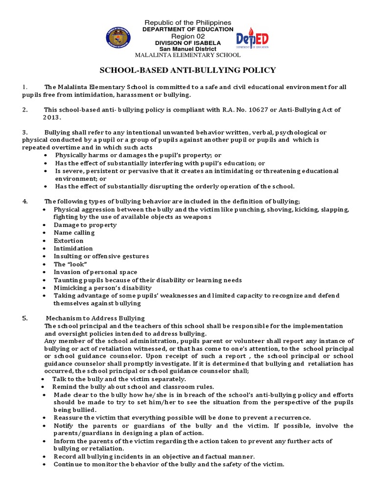Anti Bullying Policy | PDF | Bullying | Applied Ethics