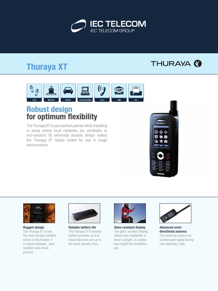 Thuraya XT: Iec Telecom | PDF | Battery Charger | Telephone