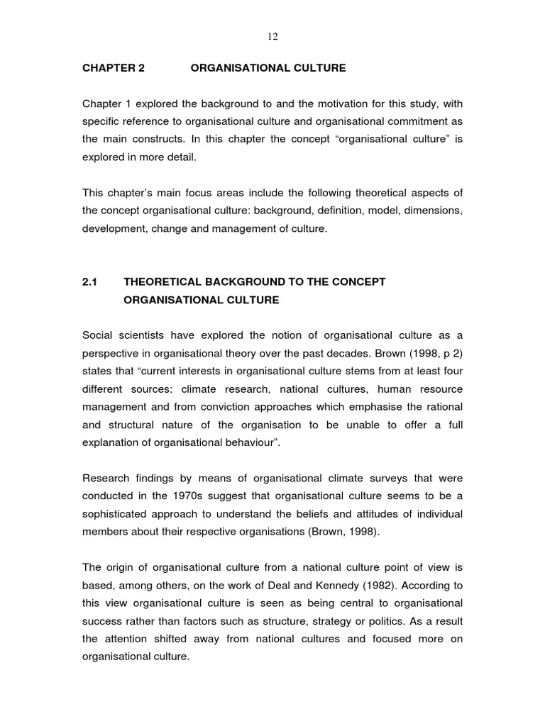 Chapter 2 Organisational Culture | PDF | Organizational Culture | Power ...
