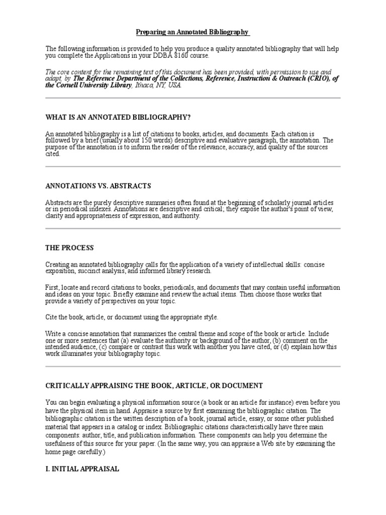 How To Prepare An Annotated Bibliography Entry | PDF | Bibliography ...