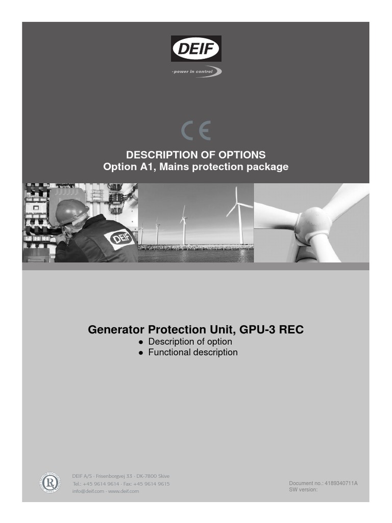 Description of Options Option A1, Mains Protection Package: Generator ...