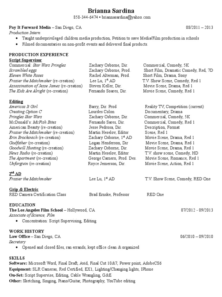 Brianna Sardina Resume | PDF | Leisure