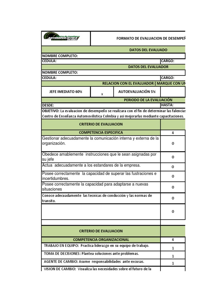 Formato Evaluacion de Desempeño | PDF | Toma de decisiones | Liderazgo