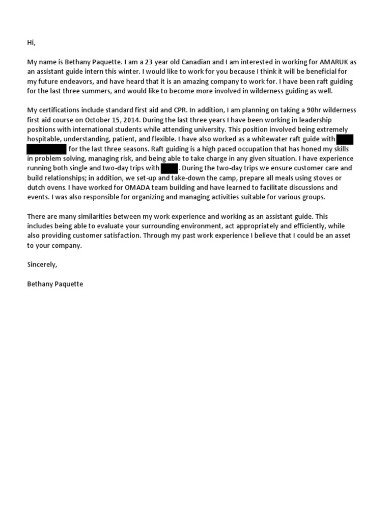 Bethany Paquette's Cover Letter and Resume | Download Free PDF ...