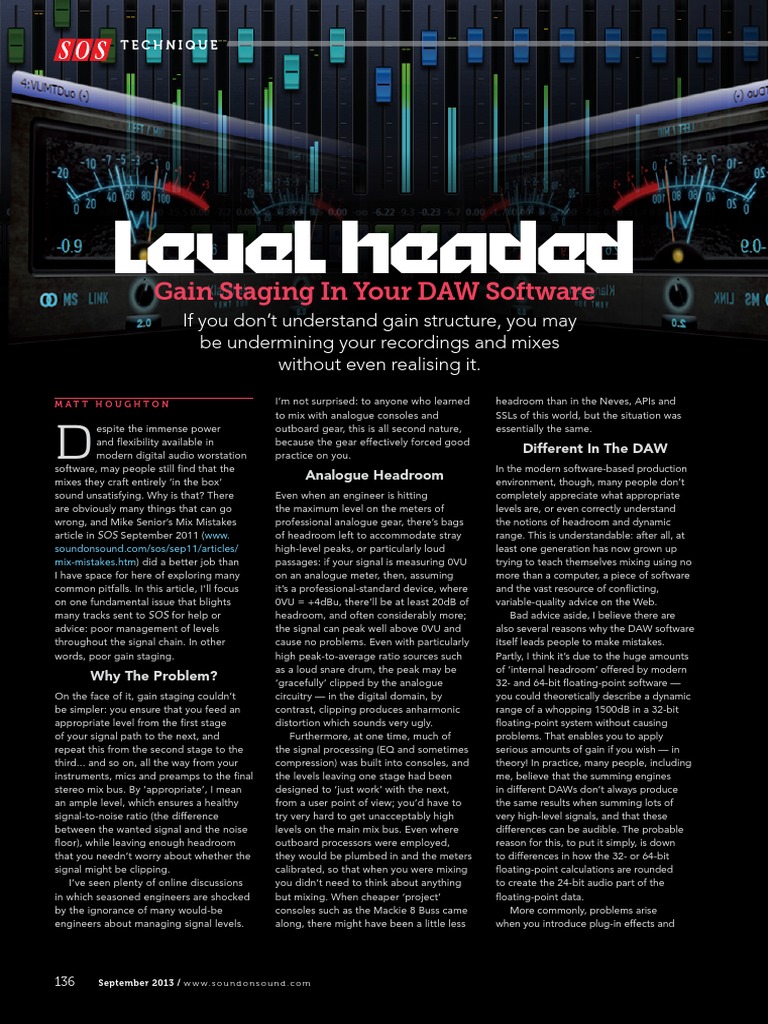 Level Headed: Gain Staging in Your Daw Software | PDF | Sound Recording ...