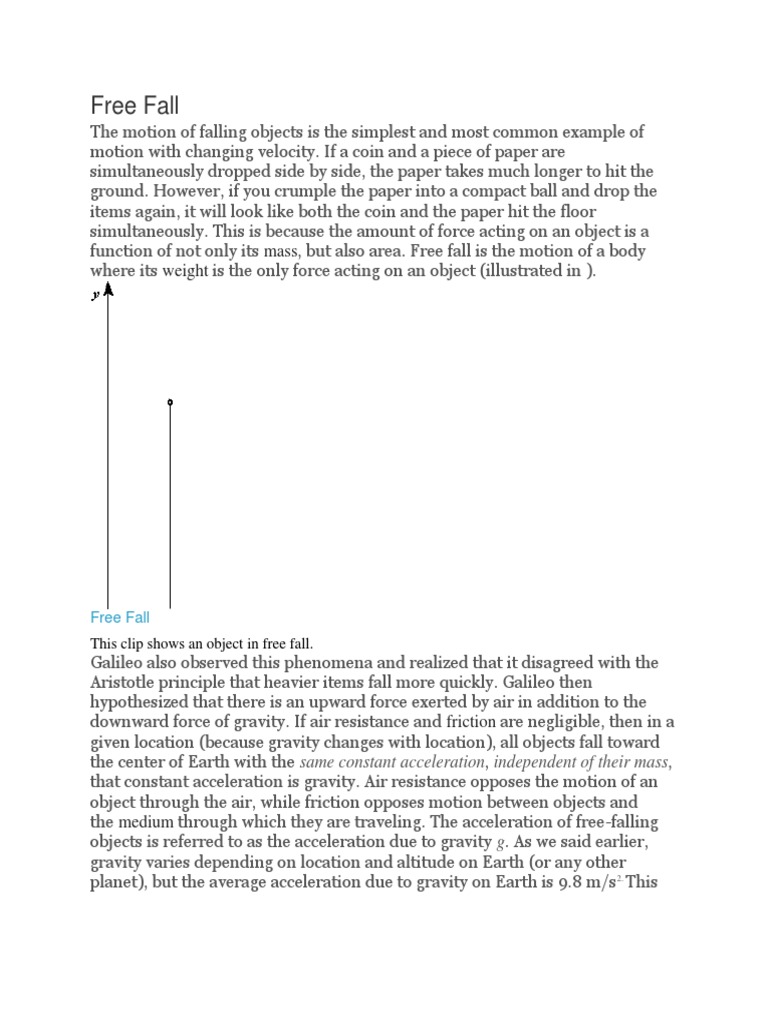Free Fall: Mass Weight | PDF | Gravity | Acceleration