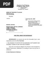 Sample Pre Trial Brief For Defendant | PDF | Lawsuit | Public Law