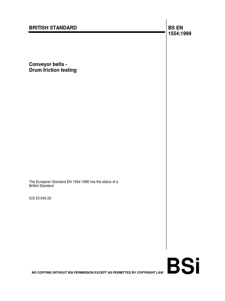 British Standard 1554-1999 | PDF | Belt (Mechanical) | Copyright