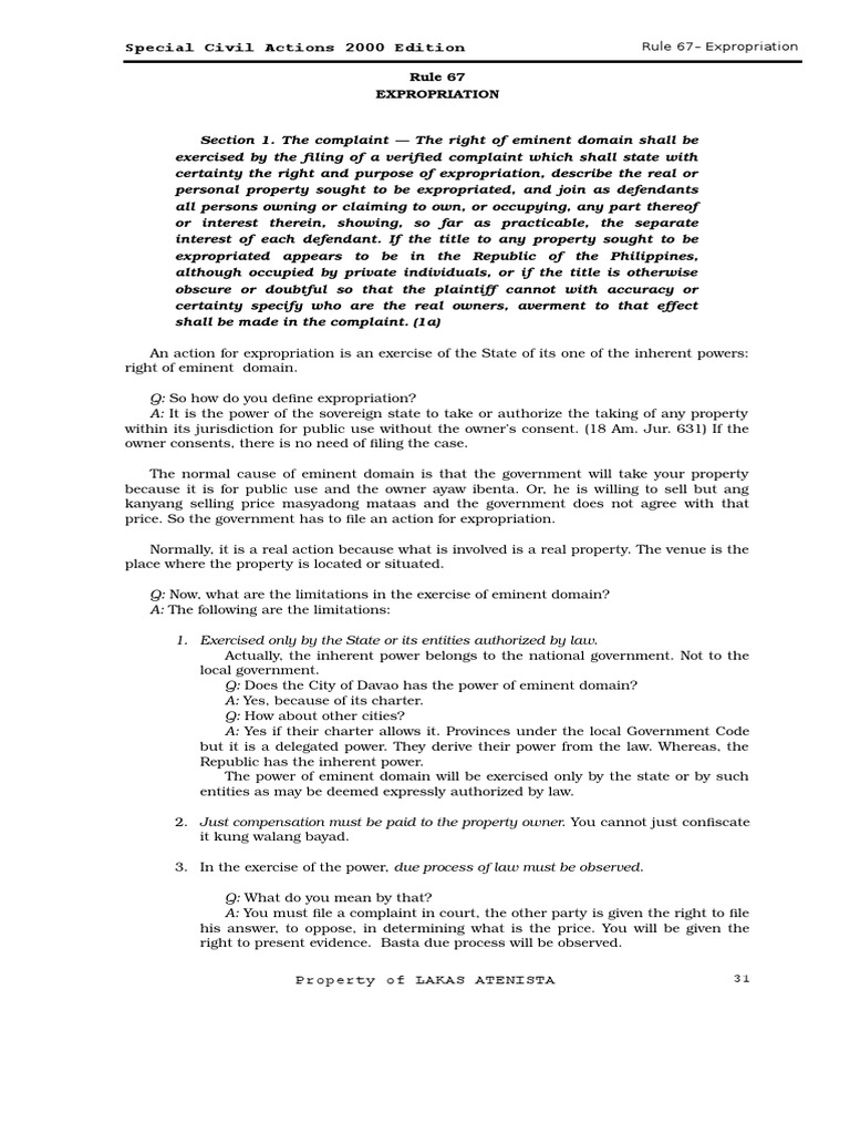 Rule 67-SPA Expropriation | PDF | Costs In English Law | Eminent Domain
