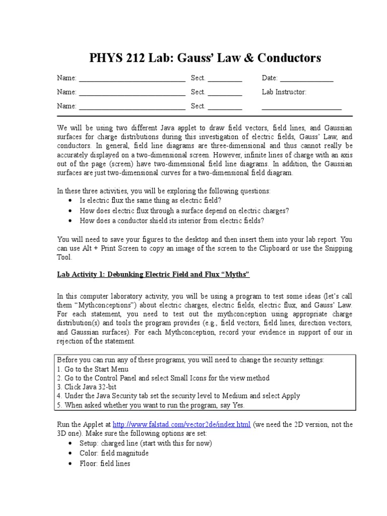 Gauss Law Template | PDF | Mass | Physical Quantities