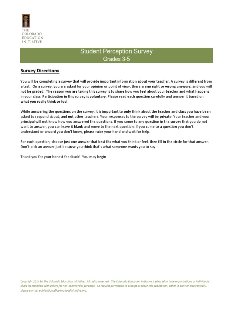 Student Perception Survey | PDF | Survey Methodology | Science
