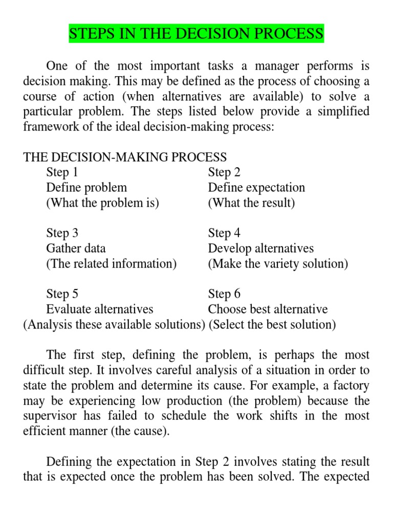 7.steps in The Decision Process | PDF | Decision Making | Analysis